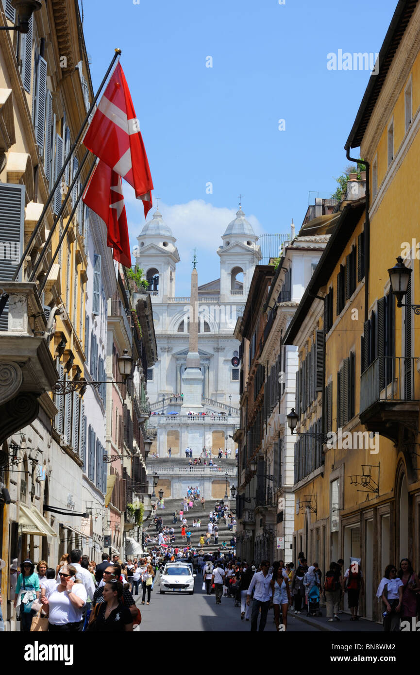 The Spanish Steps and Trinita di Monti viewed from Via Condotti, Monte ...