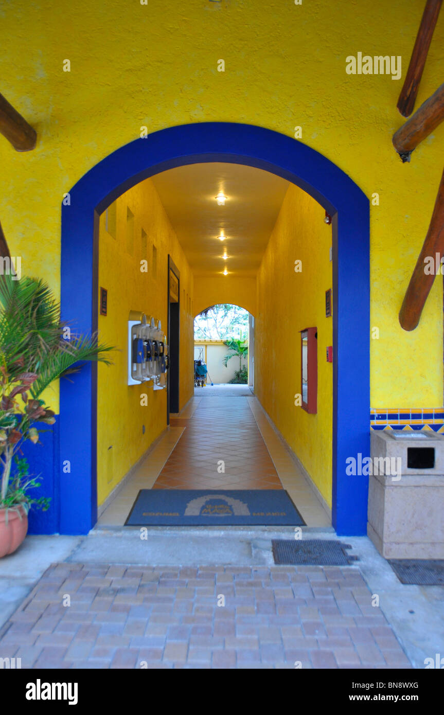 Colorful Hallway in shopping area in Puerta Maya and Cozumel Mexico ...