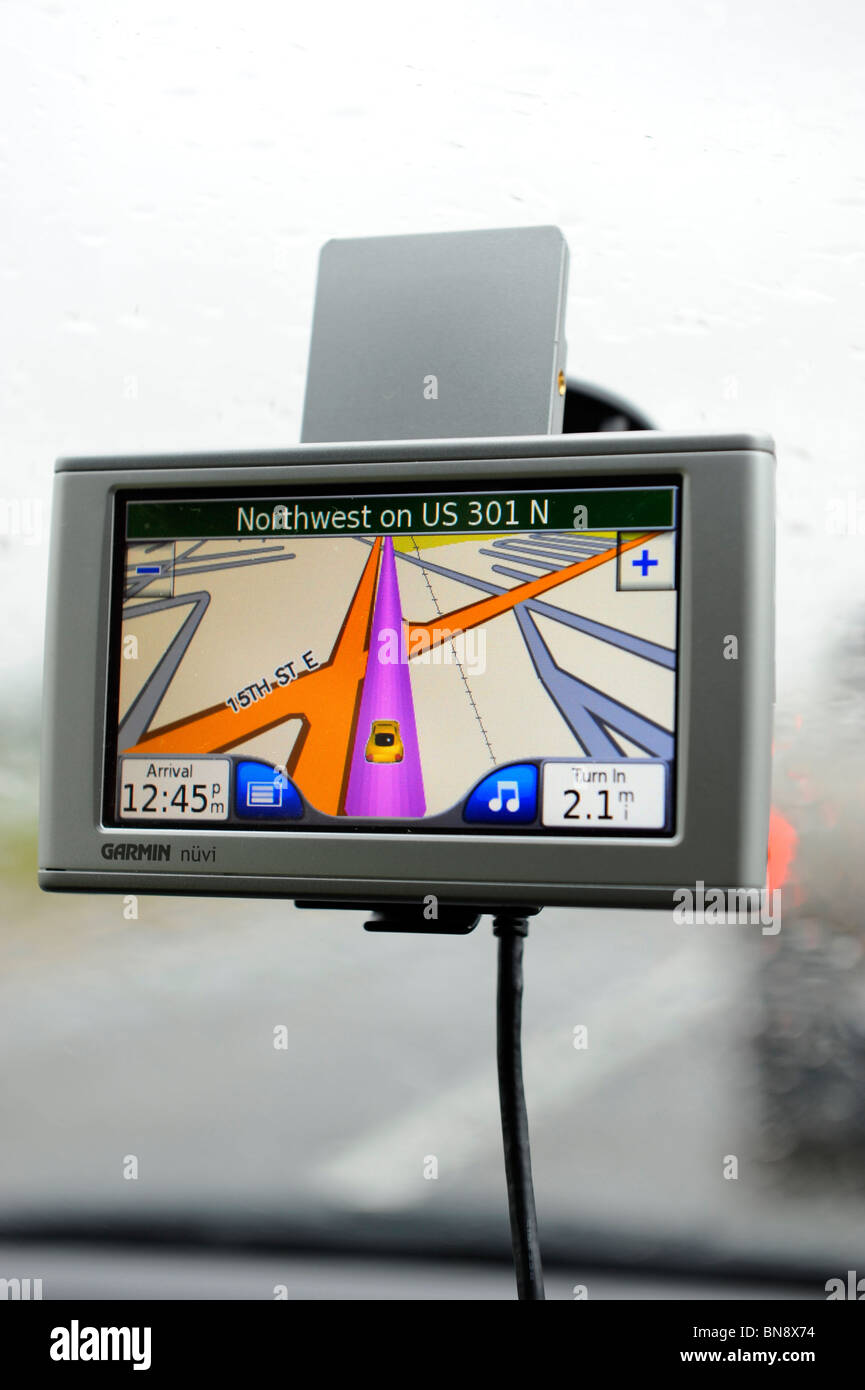 Global Positioning System GPS direction map route marker on the ...