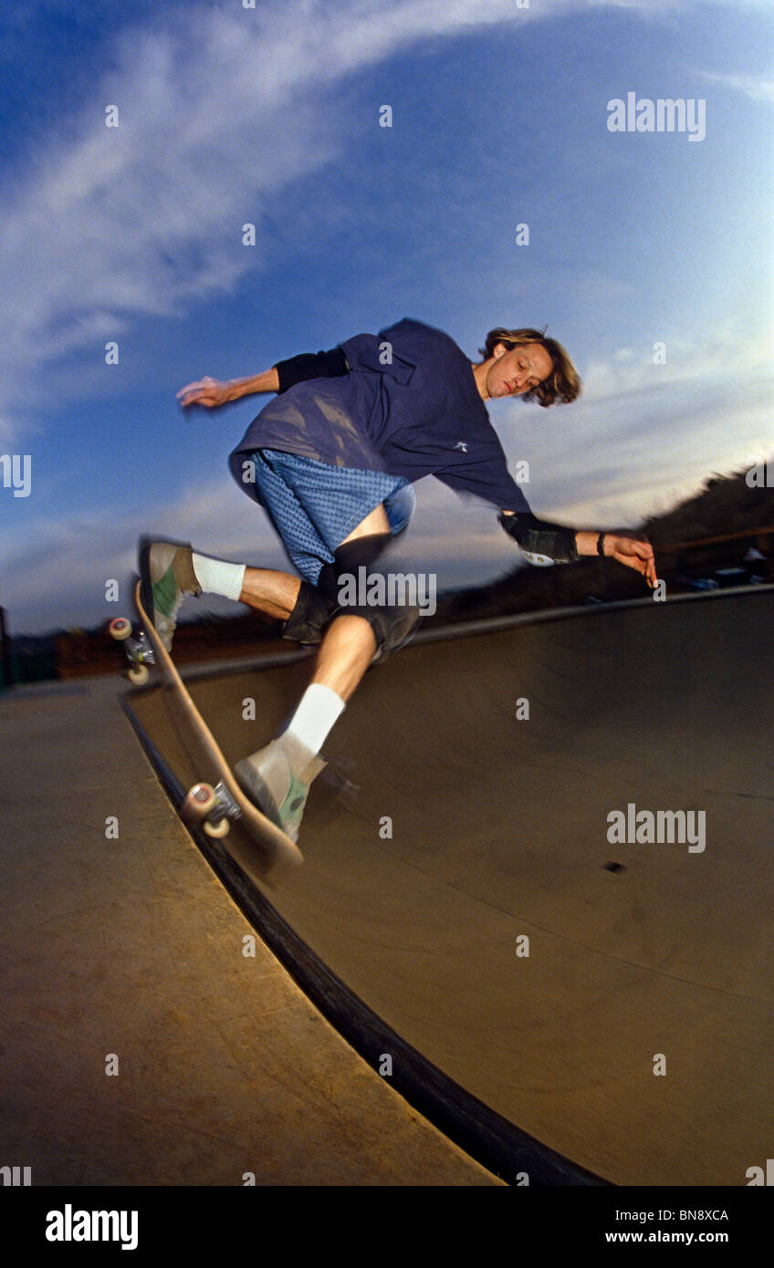 Tony Hawk doing a backside nose blunt in his bowl at his old house in ...
