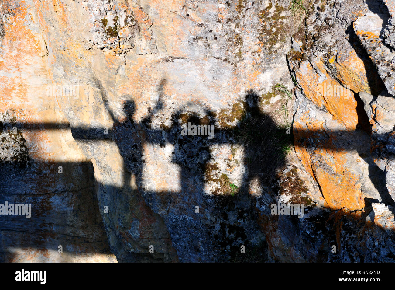 People having fun with their shadows. Jasper National Park, Alberta ...