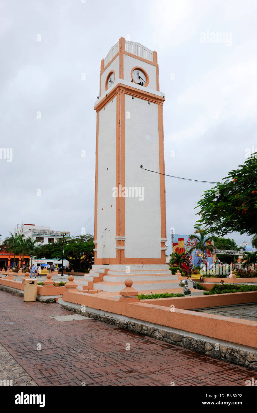 Clock tower dedicated to Governor Benito Juarez Cozumel Mexico Stock ...