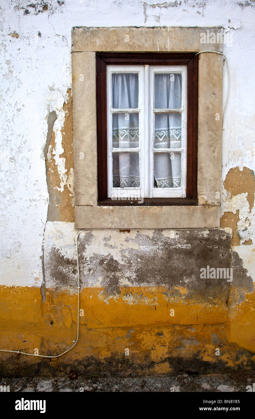 Rustic Brown Wood Window of the Medieval Village of Obidos Stock Photo ...