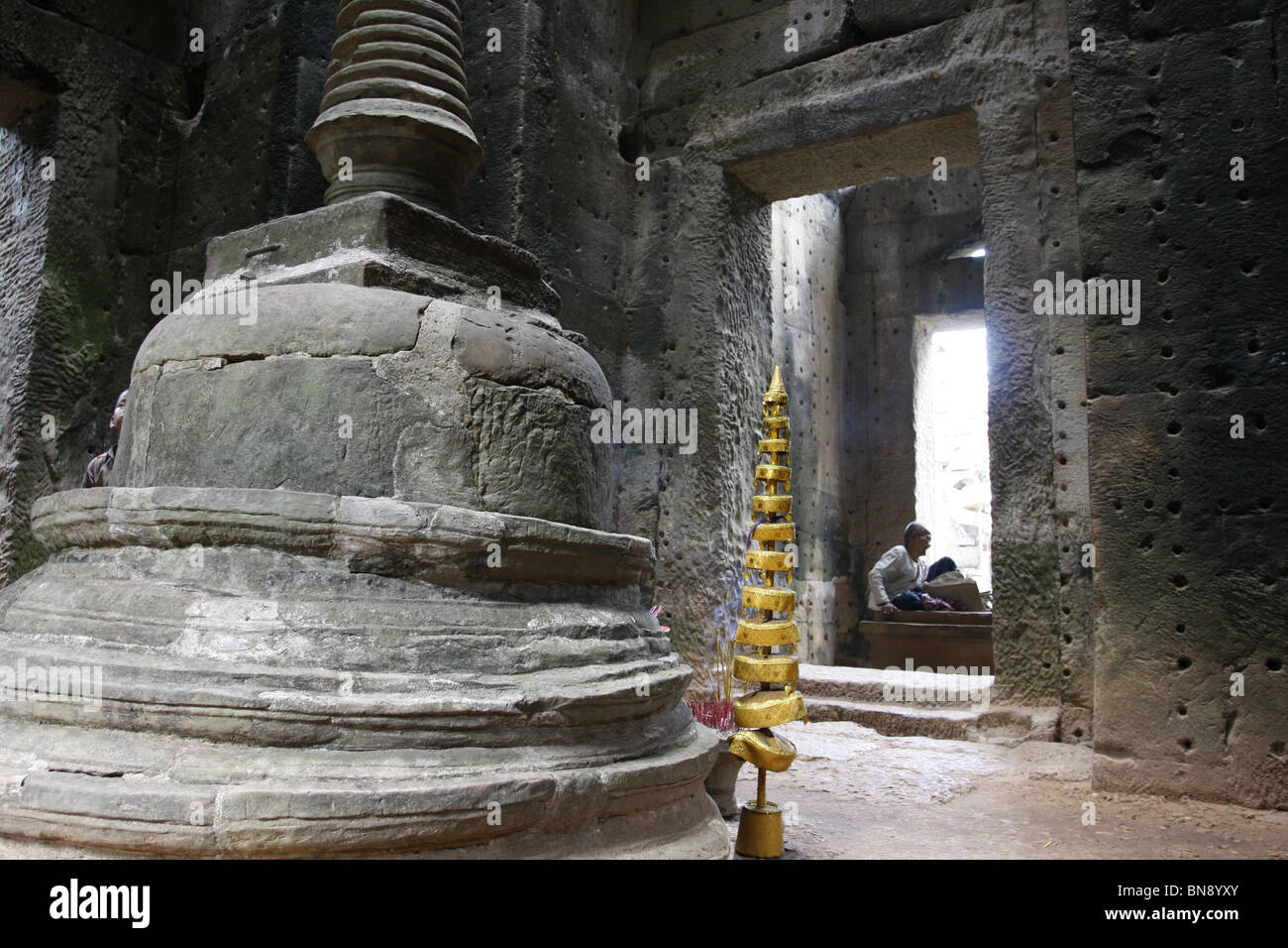 A stupa in the inner sanctum of Preah Khan temple, in the Angkor ...