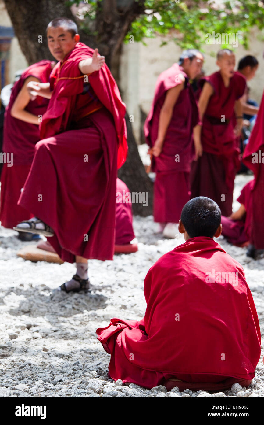 Young tibetan buddhist monks debating hi-res stock photography and ...