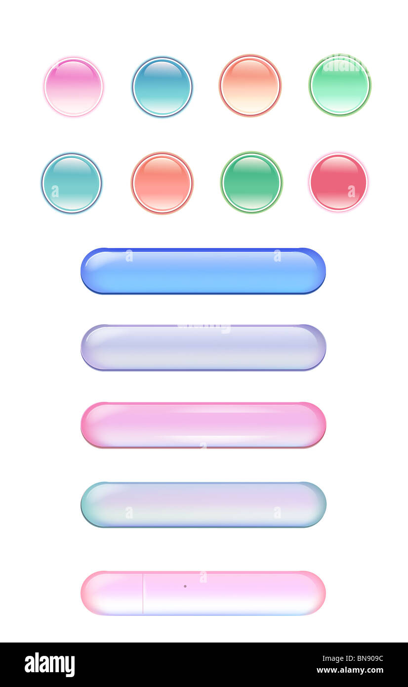 rectangle buttons and round buttons on the white background Stock Photo ...