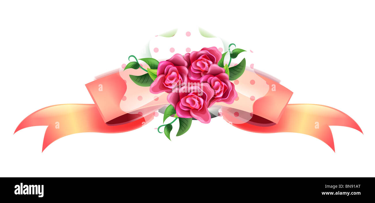 beautiful flower with red bow Stock Photo - Alamy