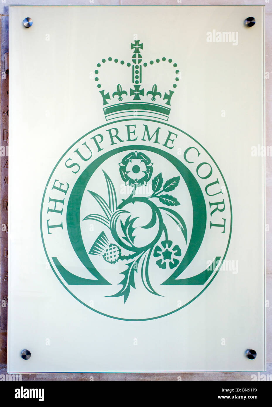 The Supreme Court Sign, Westminster, London, Sunday, April 11, 2010 ...