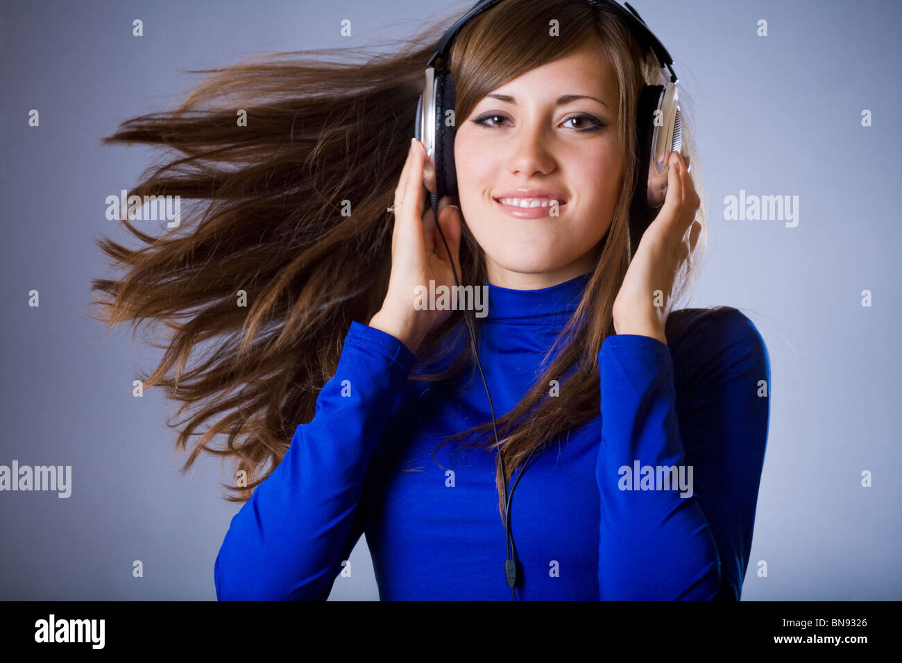 Beautiful Headphones Girl Stock Photo - Alamy