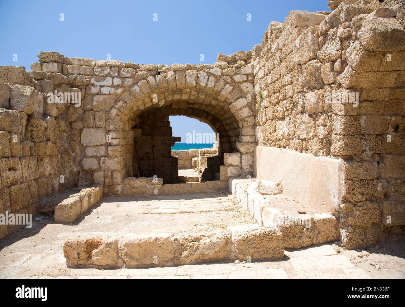 Stone arches in Caesarea - Israel Stock Photo - Alamy