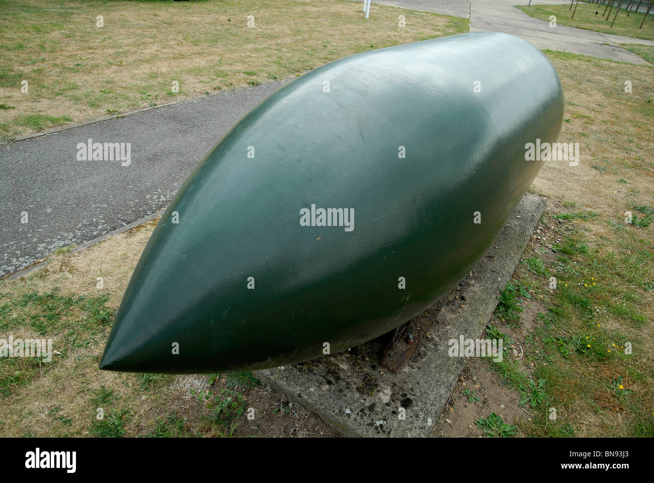 A tallboy bomb as dropped from Lancaster bomber aircraft, Coningsby ...