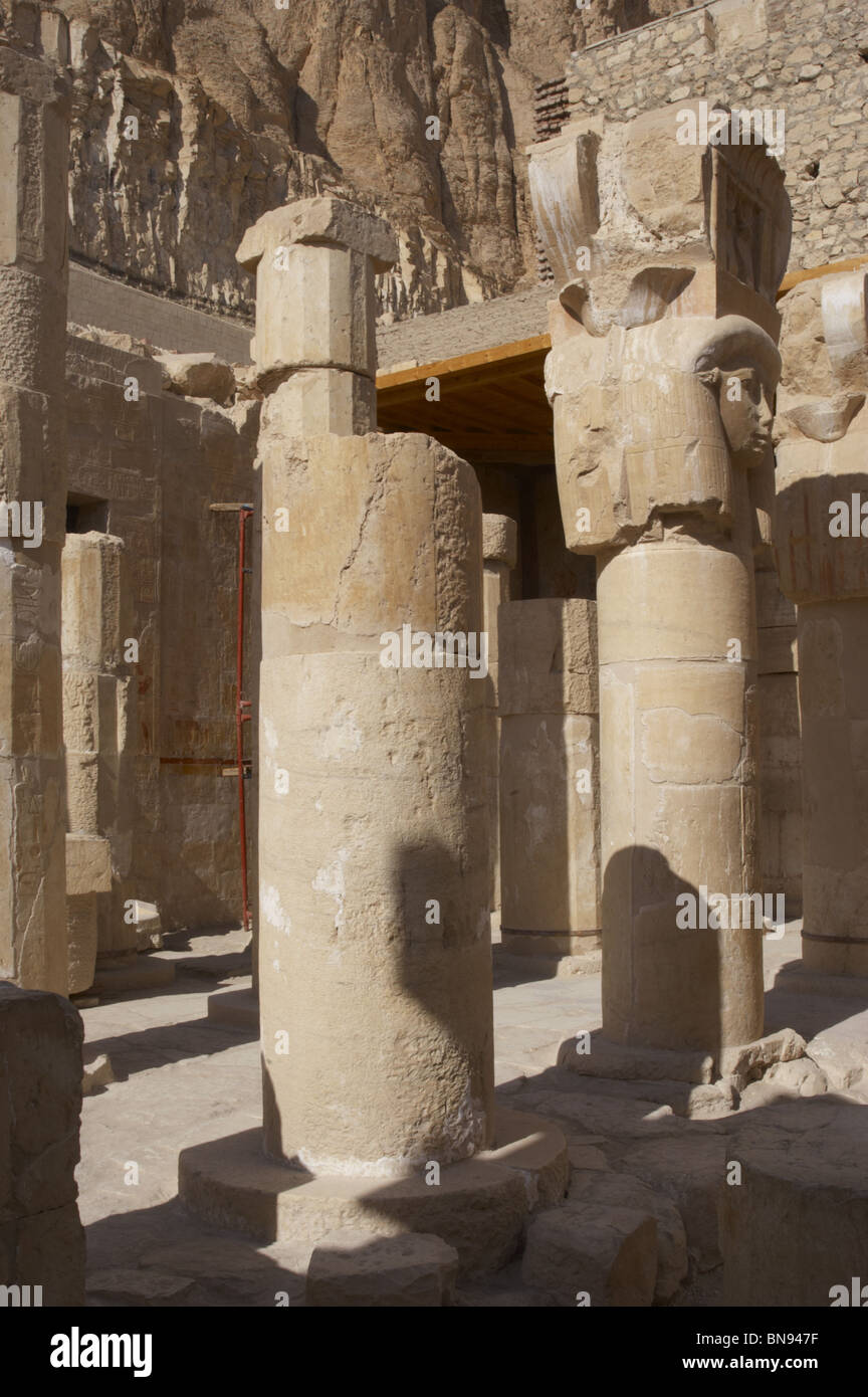 Hathor column pillars belonging to the Chapel of Hathor. Temple of ...