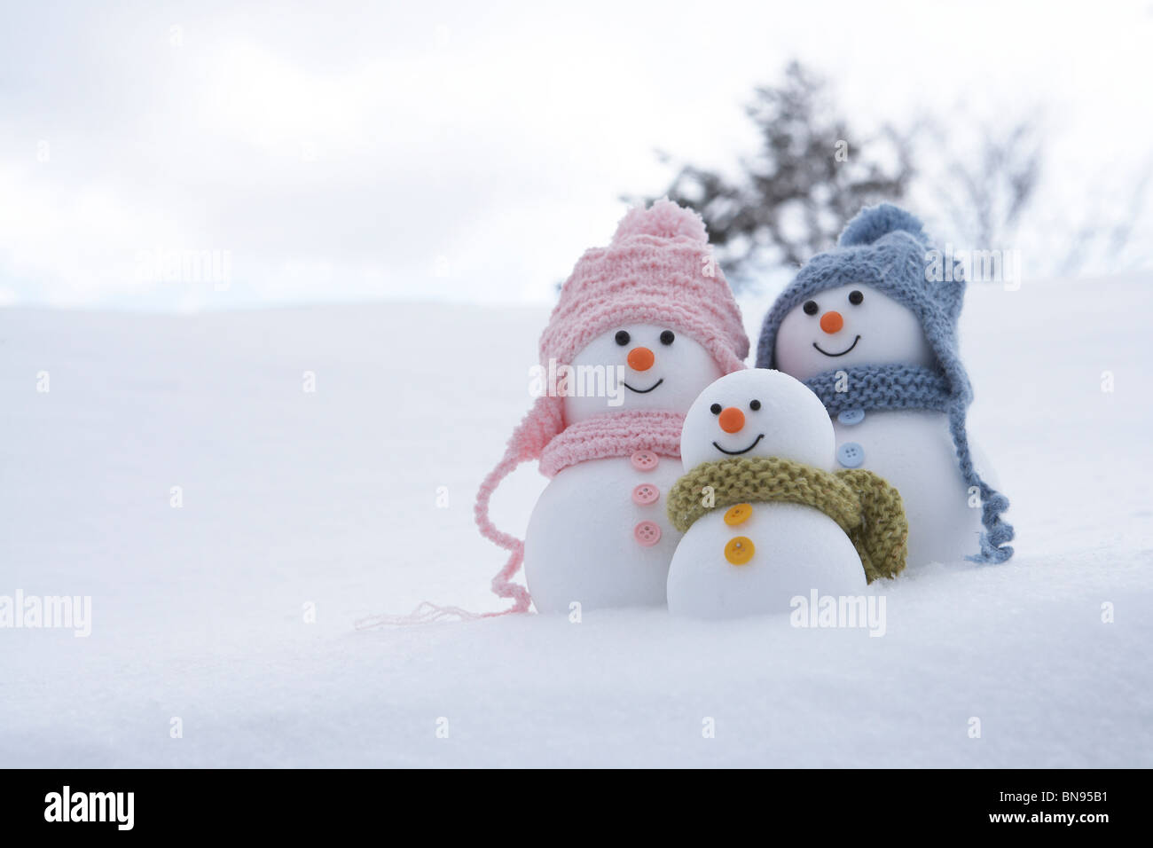 Family of snowmen Stock Photo - Alamy