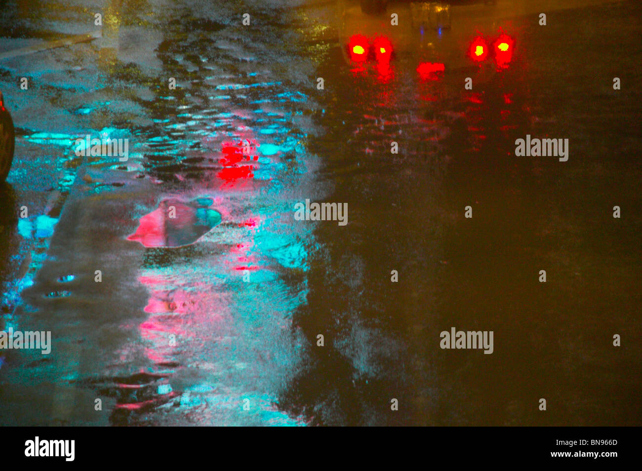 Tail lights reflected in the road Shibuya Ward Tokyo Japan Stock Photo ...