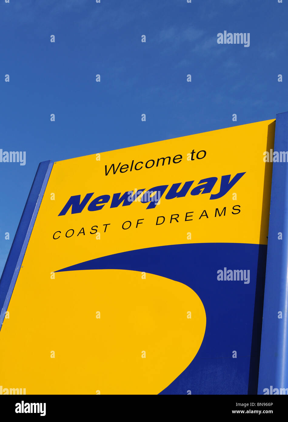welcome sign at newquay, cornwall, uk Stock Photo - Alamy