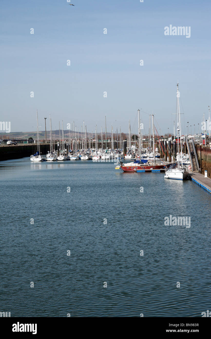 Bassin Ouest and sailing yachts at Calais harbour, Calais, Pas de ...
