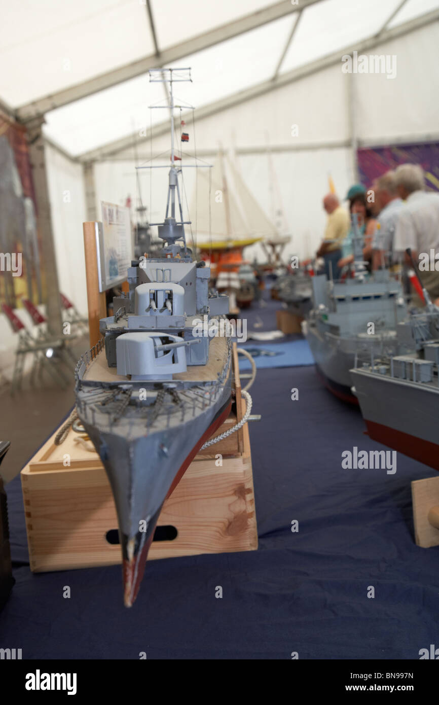 model warship on a model boat display in the uk Stock Photo - Alamy
