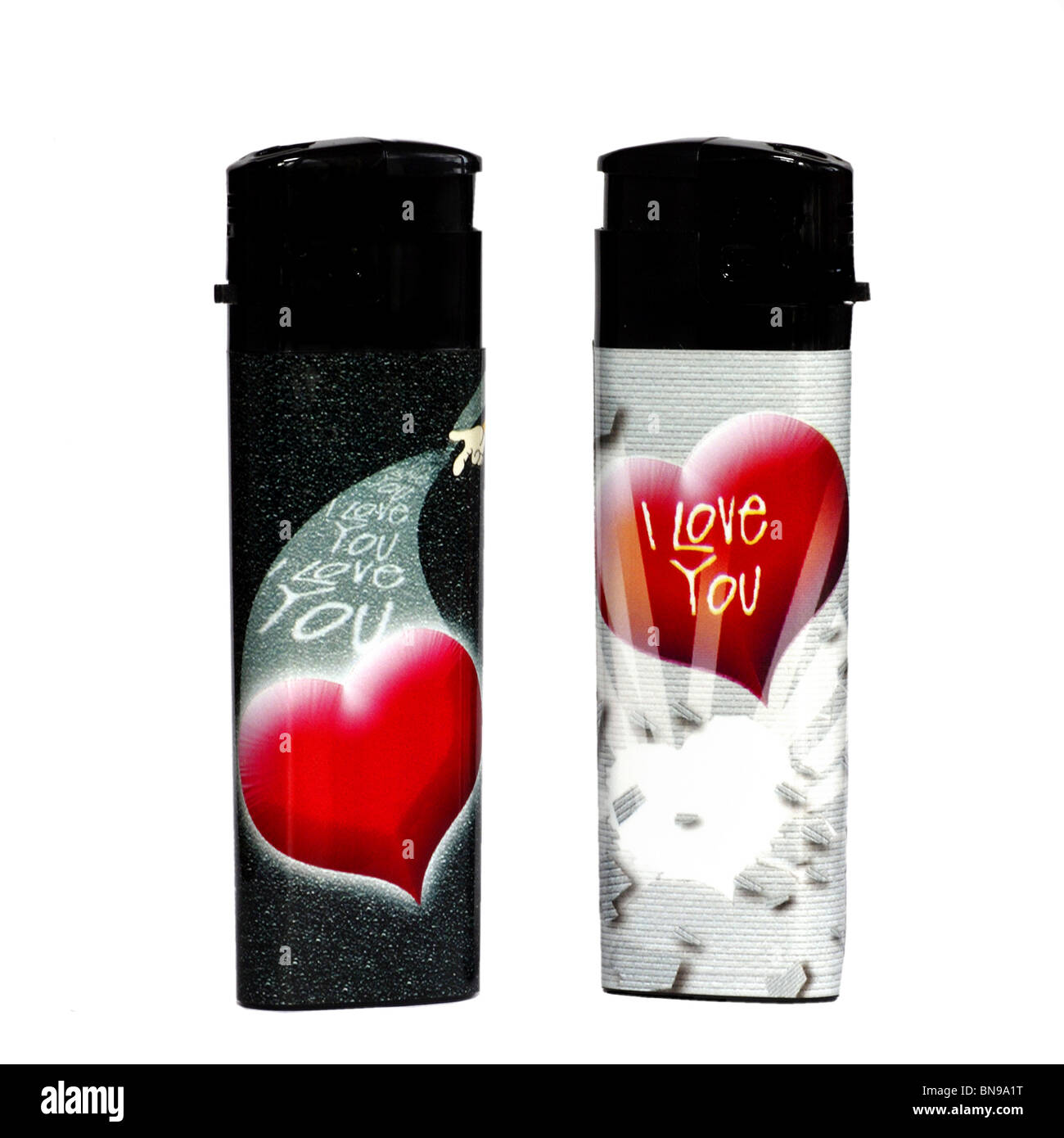 Cigarette Lighters Love Hearts Stock Photo - Alamy