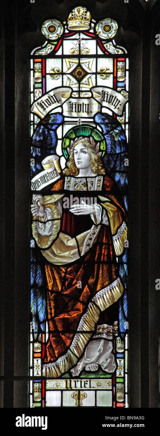 Detail from a stained glass window by Percy Bacon & Brothers depicting ...