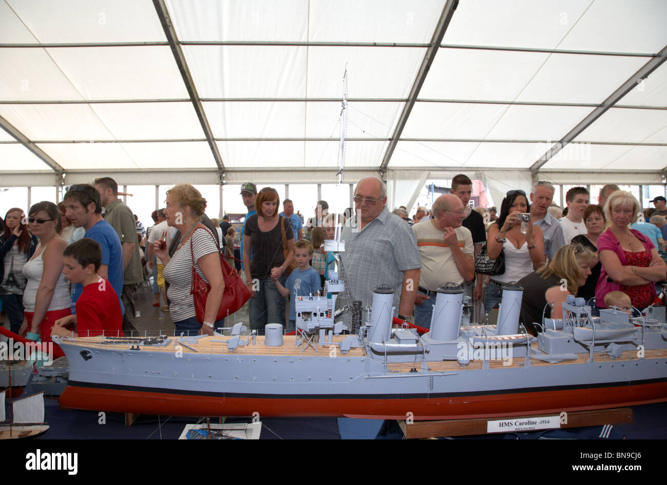 visitors attending a model boat display in the uk Stock Photo - Alamy