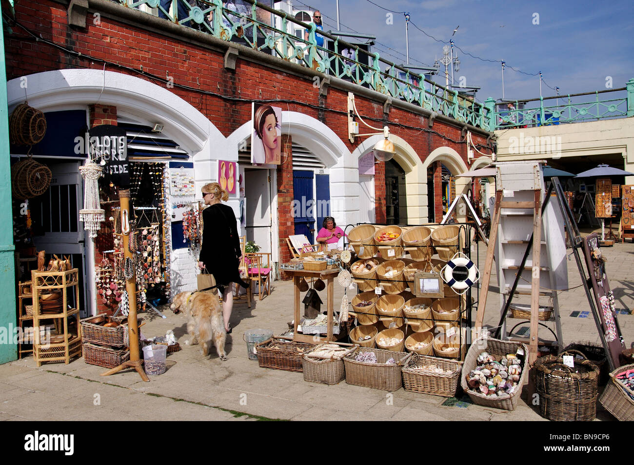 Beachfront souvenir stores, Brighton, East Sussex, England, United ...