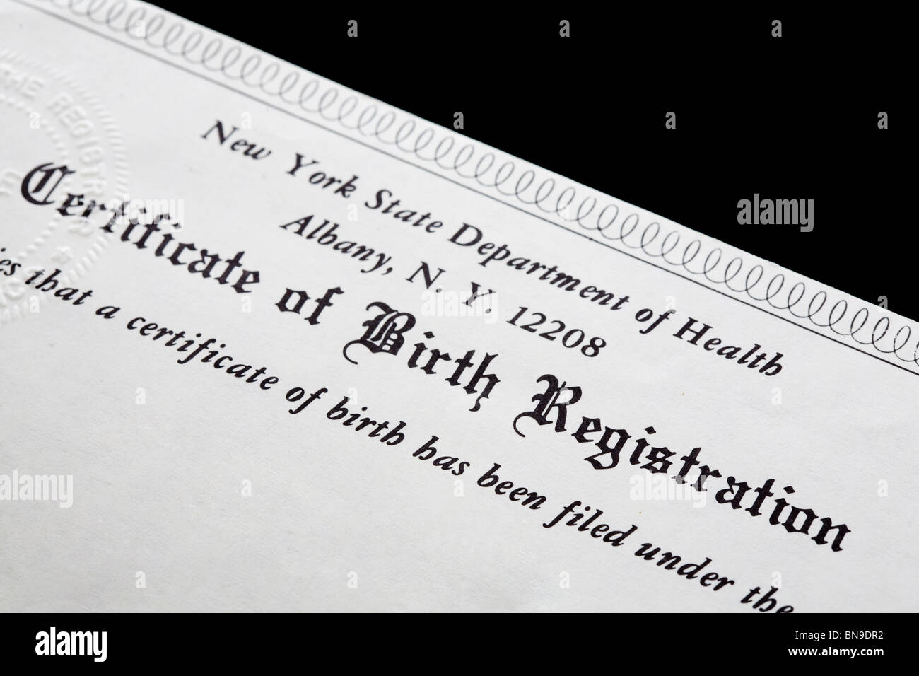 A Certificate of registration of the birth of a child Stock Photo - Alamy