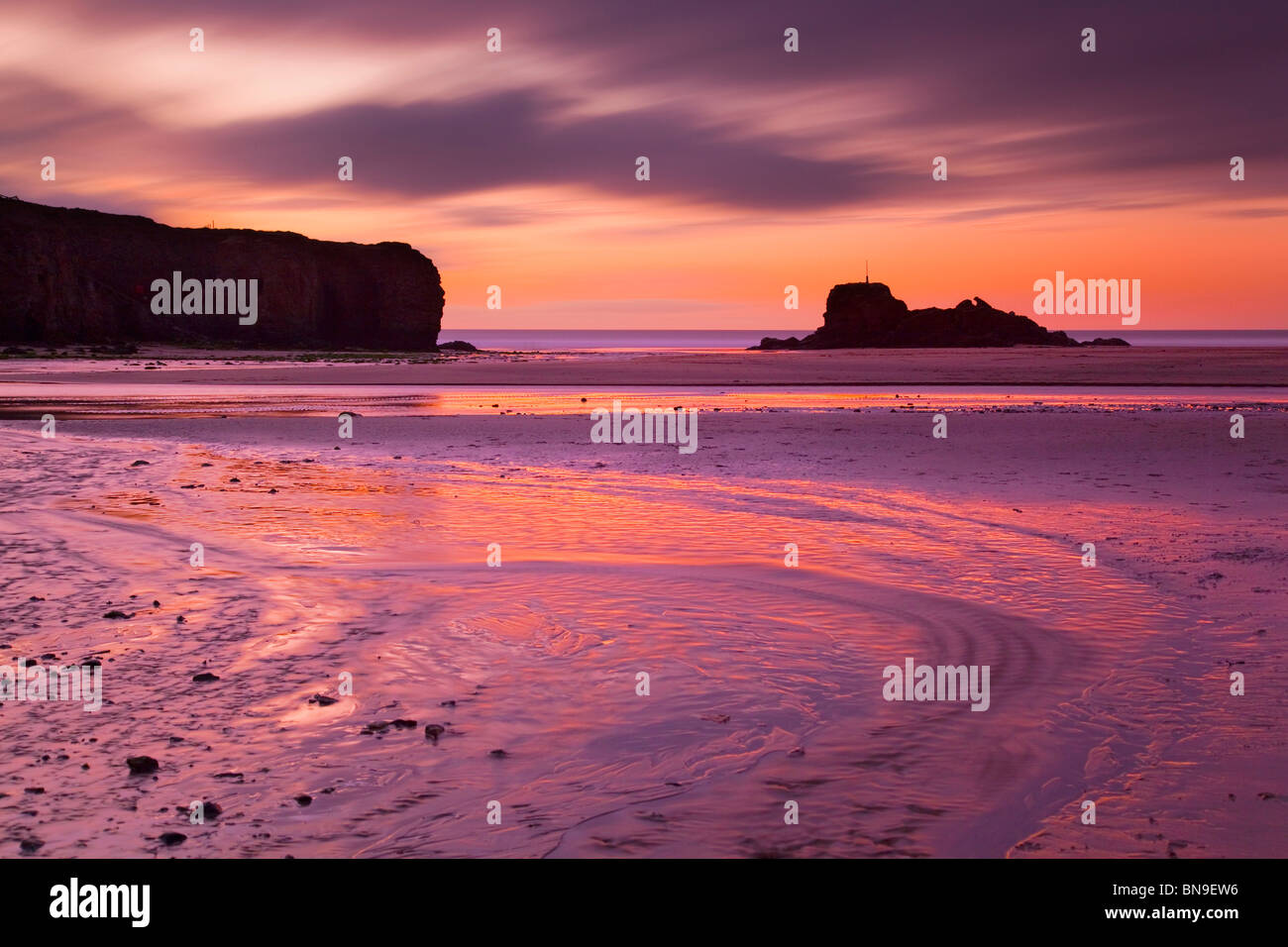 Perranporth; sunset; Cornwall Stock Photo - Alamy