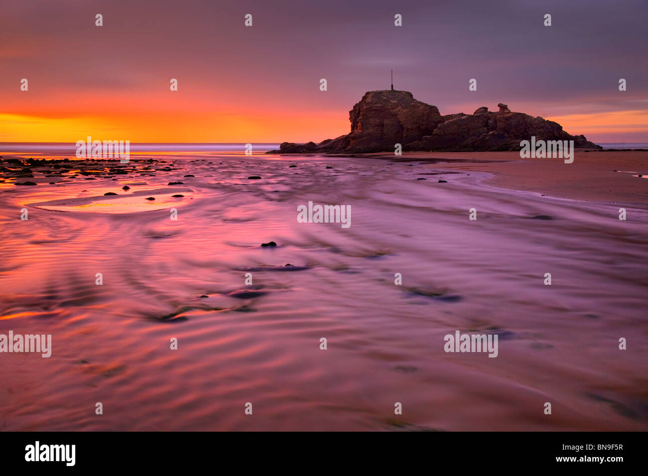 Perranporth; sunset; Cornwall Stock Photo - Alamy