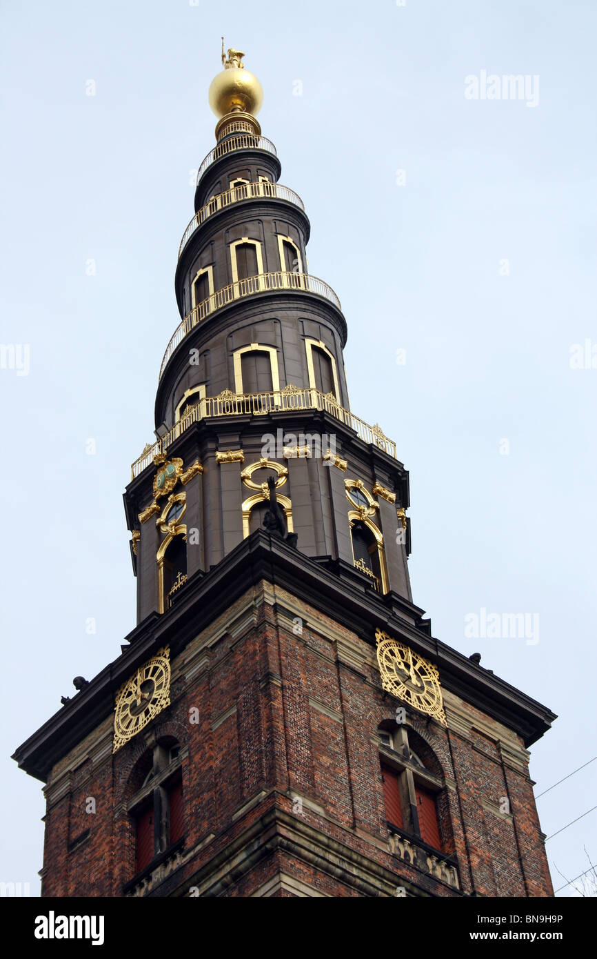 Spire and Tower of Church of Our Saviour (Danish: Vor Frelsers Kirke ...