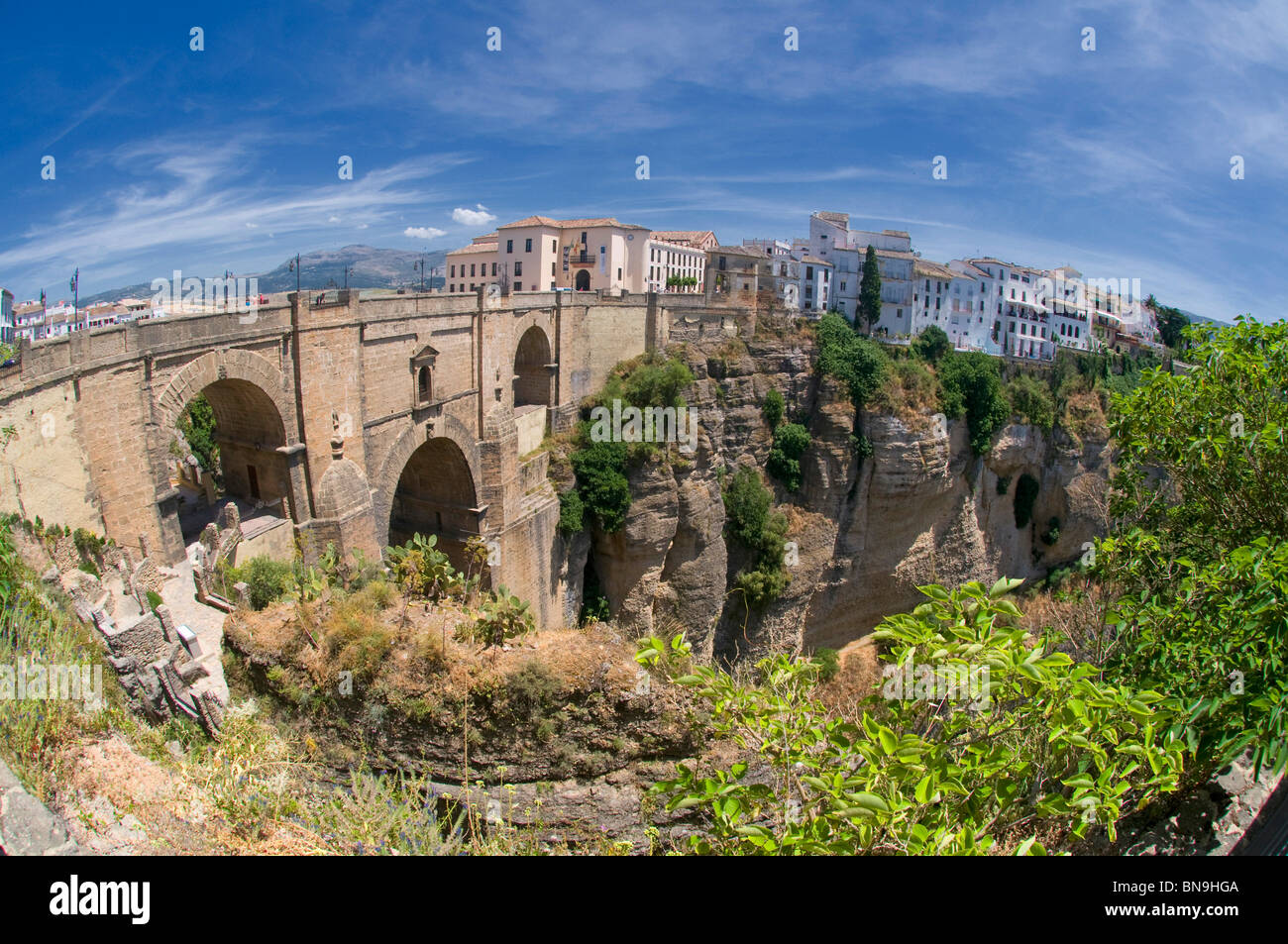 View of the Puente Nuevo, New Bridge, Ronda, Province of Malaga ...