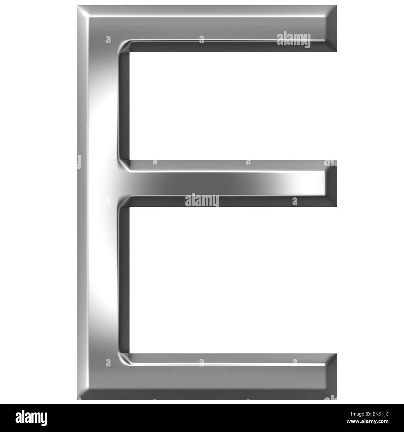 3d silver letter E Stock Photo - Alamy