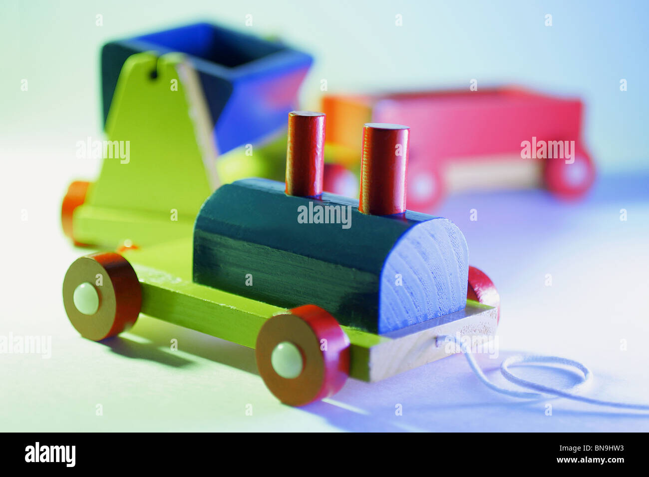 Colourful wooden toy train hi-res stock photography and images - Alamy