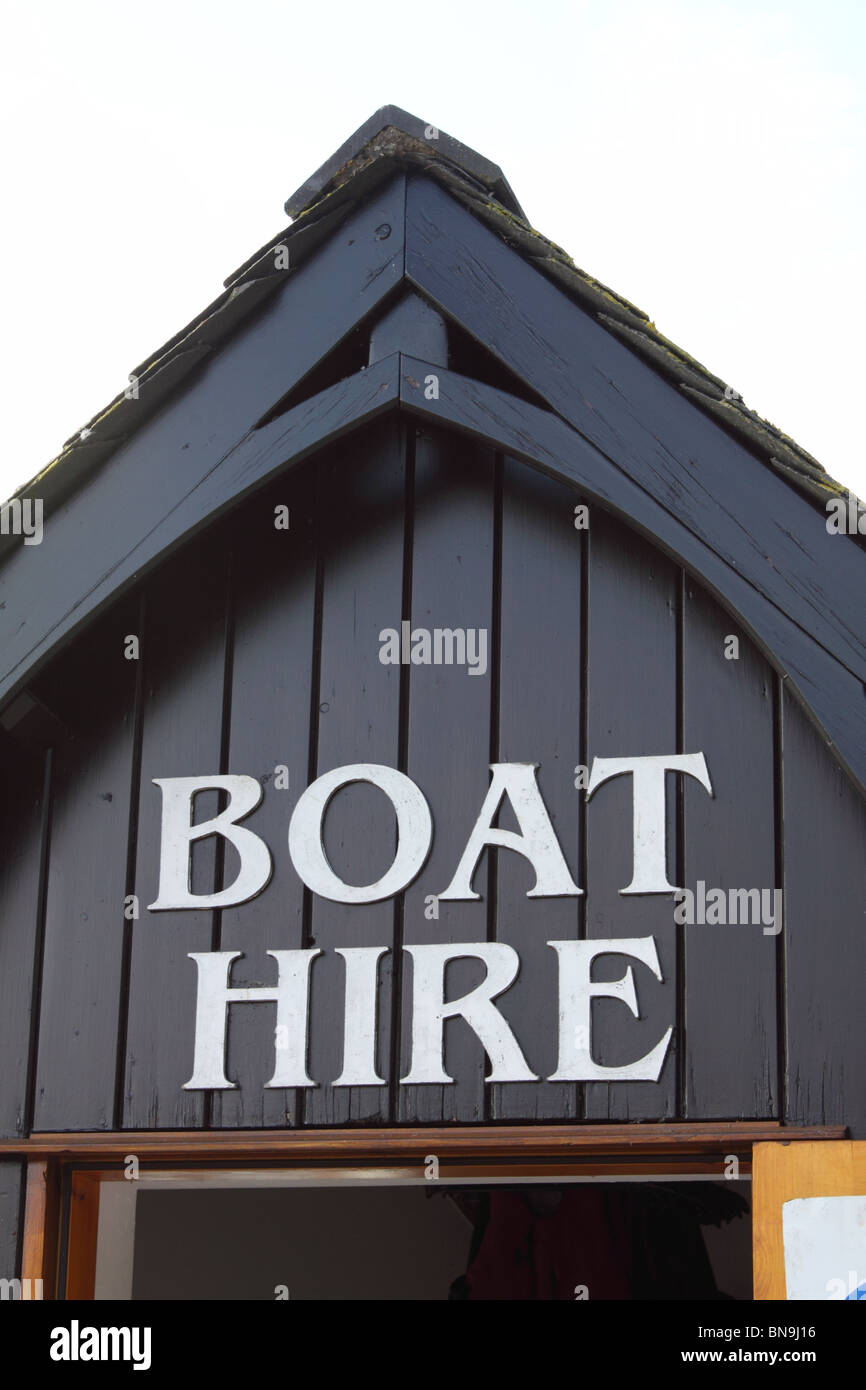 'Boat hire' sign at Bowness-on-Windermere, Cumbria, England, UK Stock ...