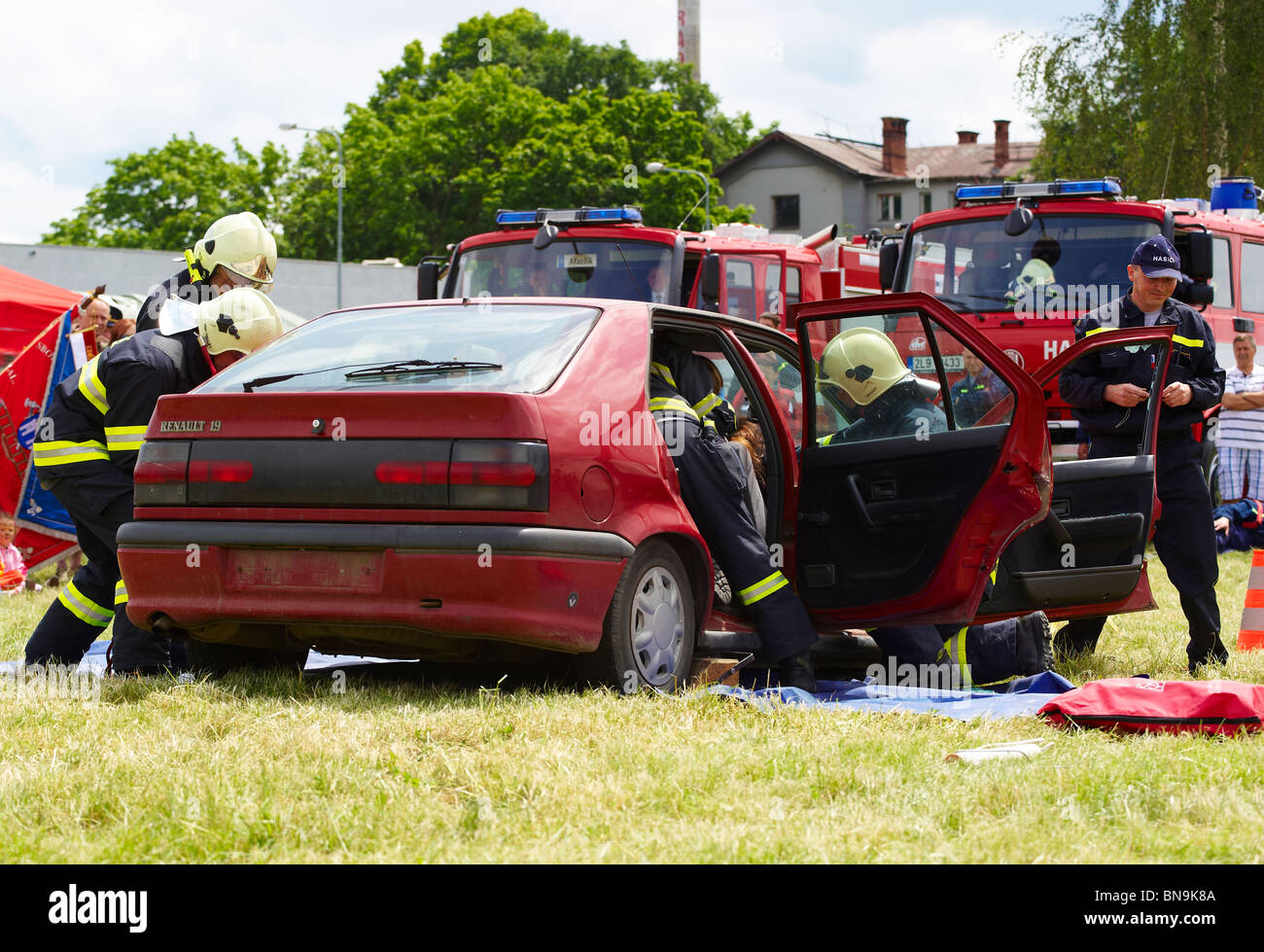 Czech firefighters training Stock Photo - Alamy