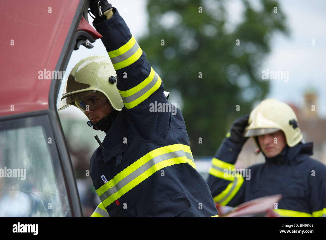 Czech firefighters training Stock Photo - Alamy