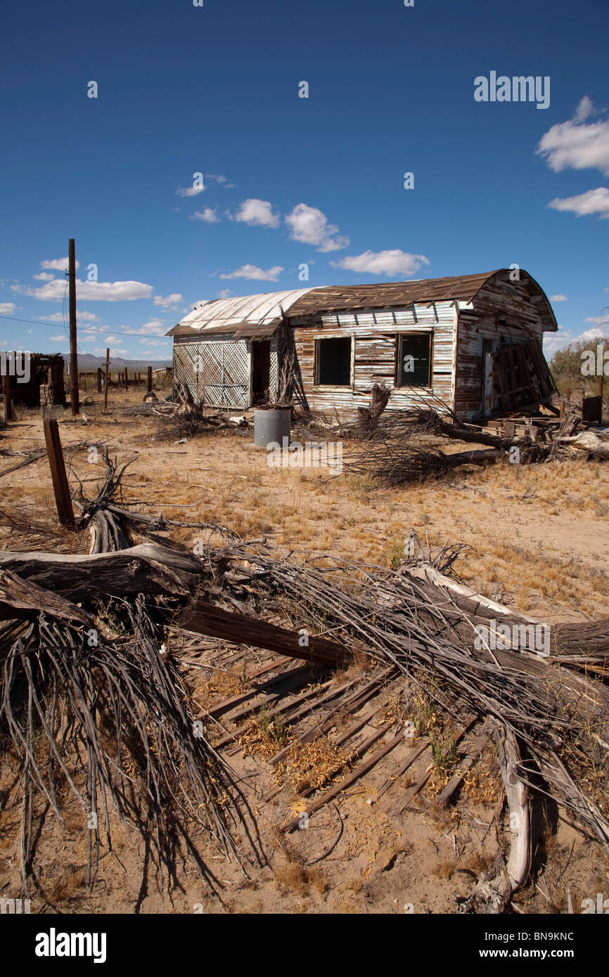 Ruined shack house in the Mojave desert near Kelso in California USA ...