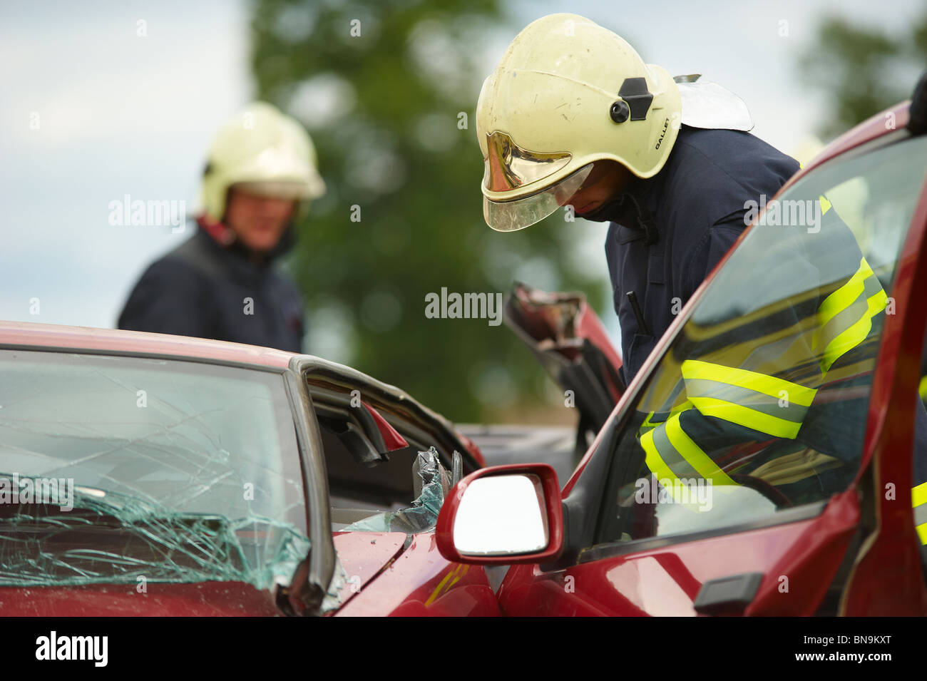 Czech firefighters training Stock Photo - Alamy