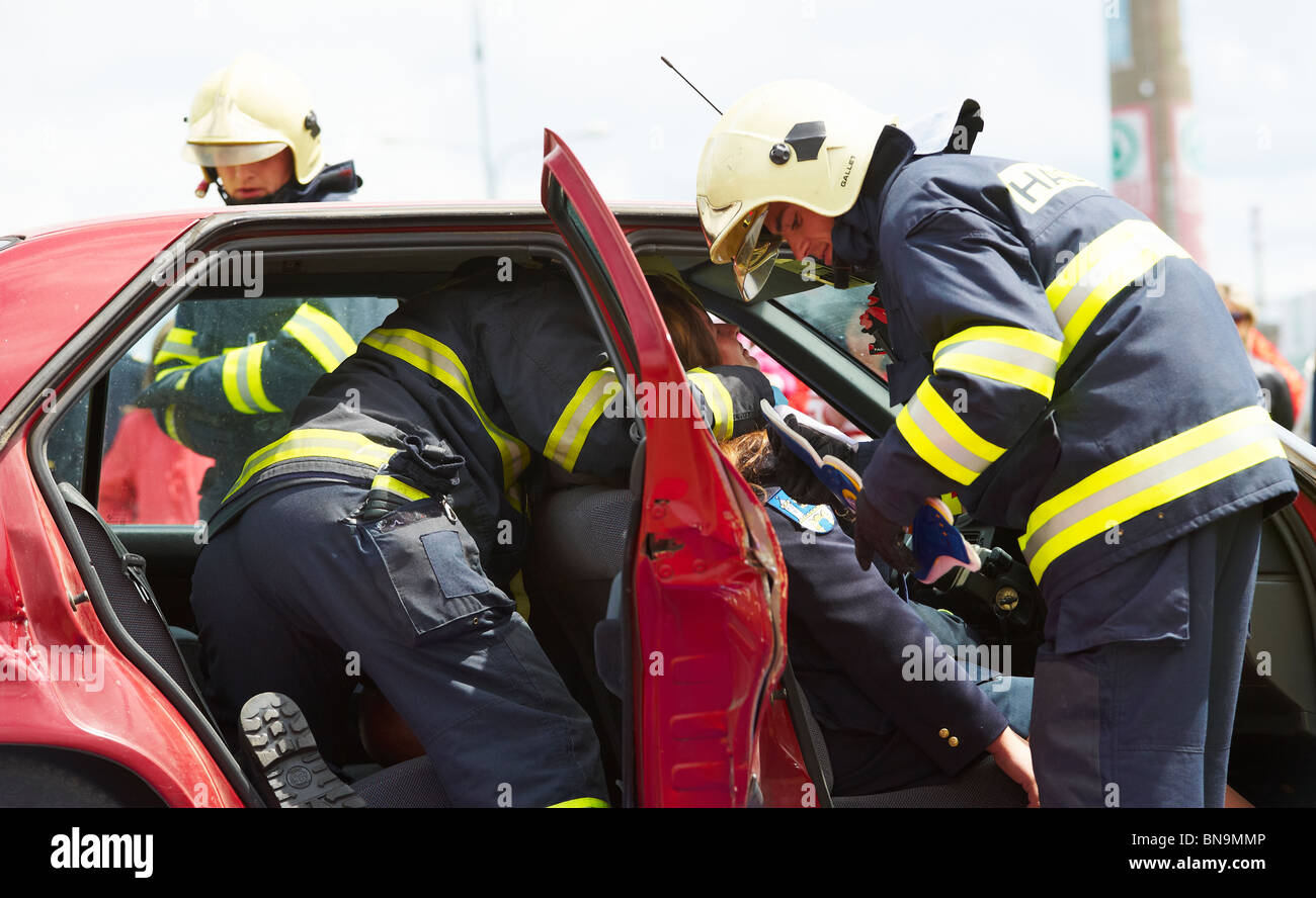 Czech firefighters training Stock Photo - Alamy