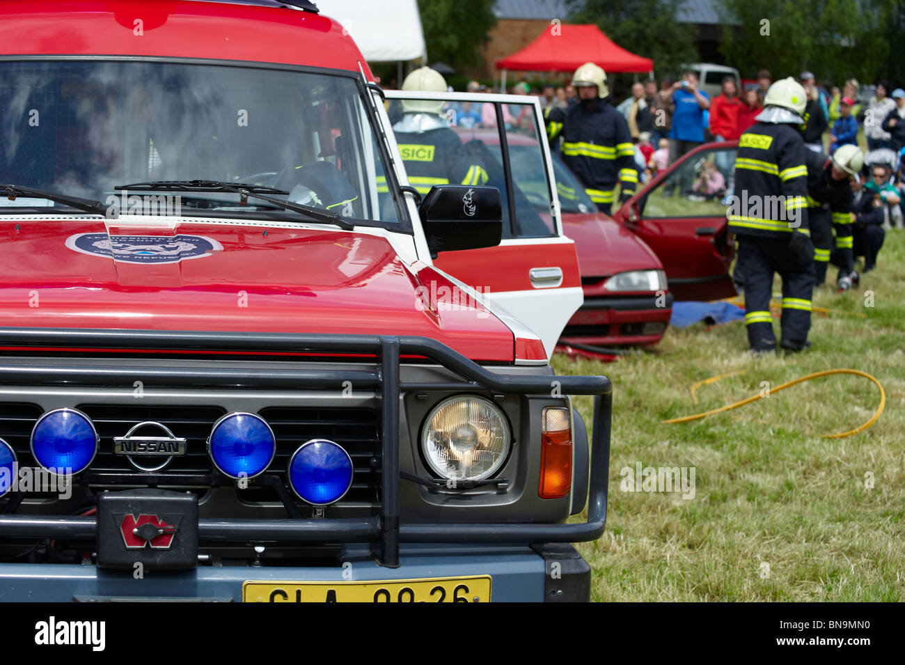 Czech firefighters training Stock Photo - Alamy