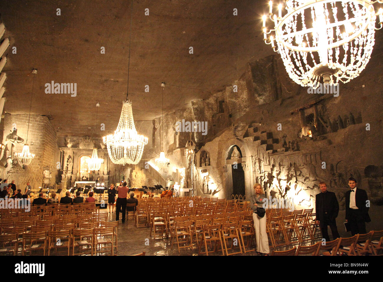 Poland, Wieliczka Salt Mine, Krakow, tourism, attraction, concert Stock ...
