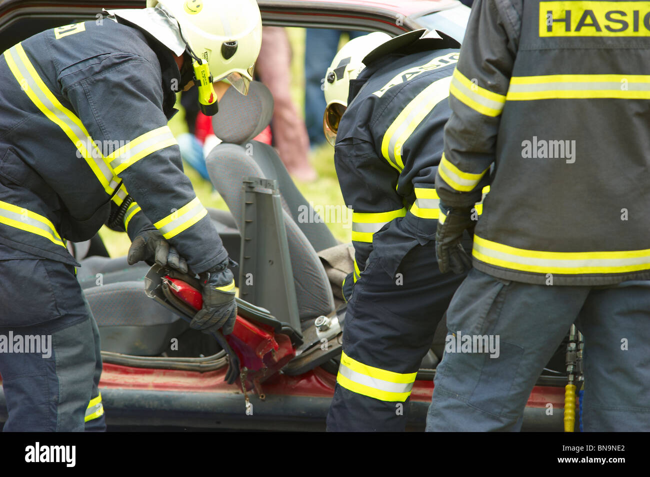 Czech firefighters training Stock Photo - Alamy