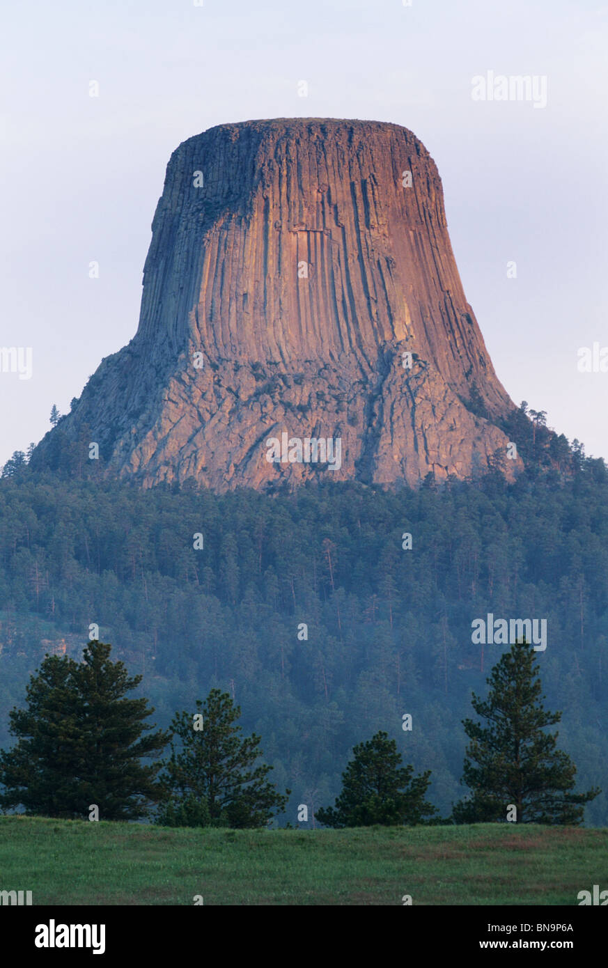 USA, Wyoming, Devils Tower, Devils Tower National Monument, 867' high ...