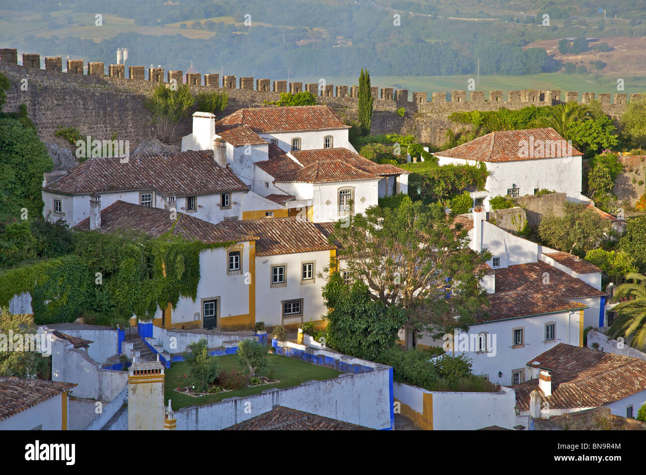 Medieval Village within a Fortified Castle Wall Stock Photo - Alamy