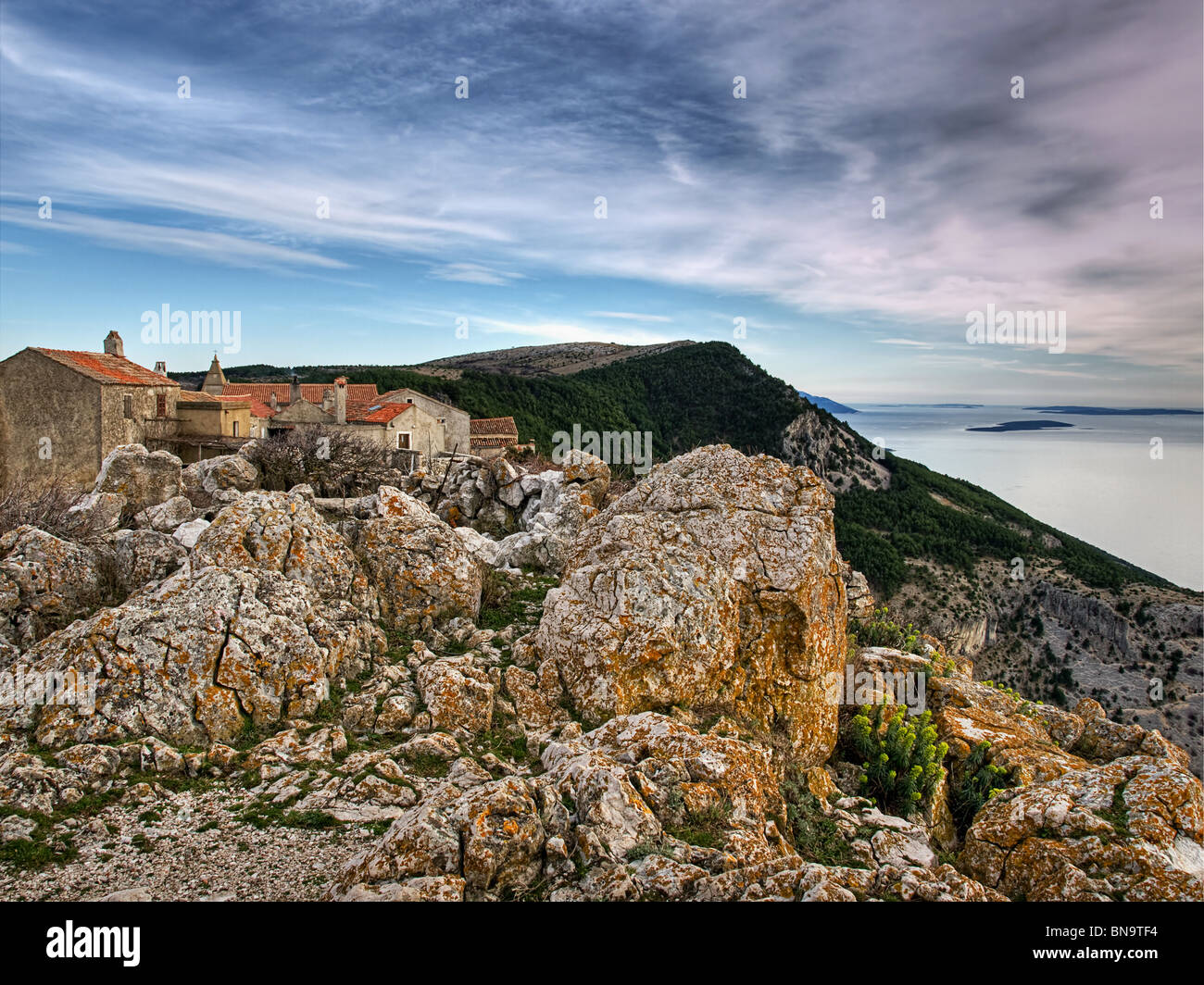 Lubenice. Croatian village on the rocky Adriatic coast,island Cres.HDR ...