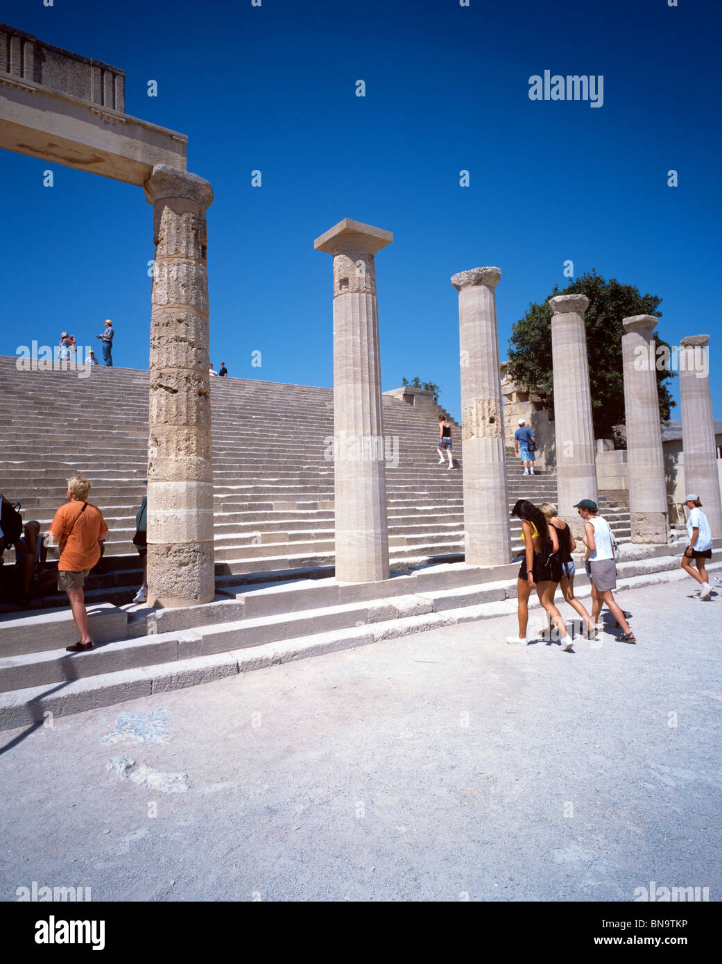Ancient temple columns stand on the Acropolis of Lindos Stock Photo - Alamy
