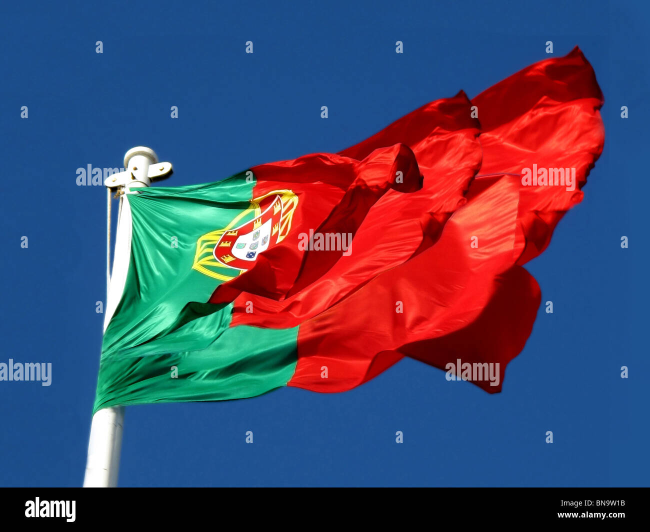 A Portuguese Flag Flying in the Wind Stock Photo - Alamy