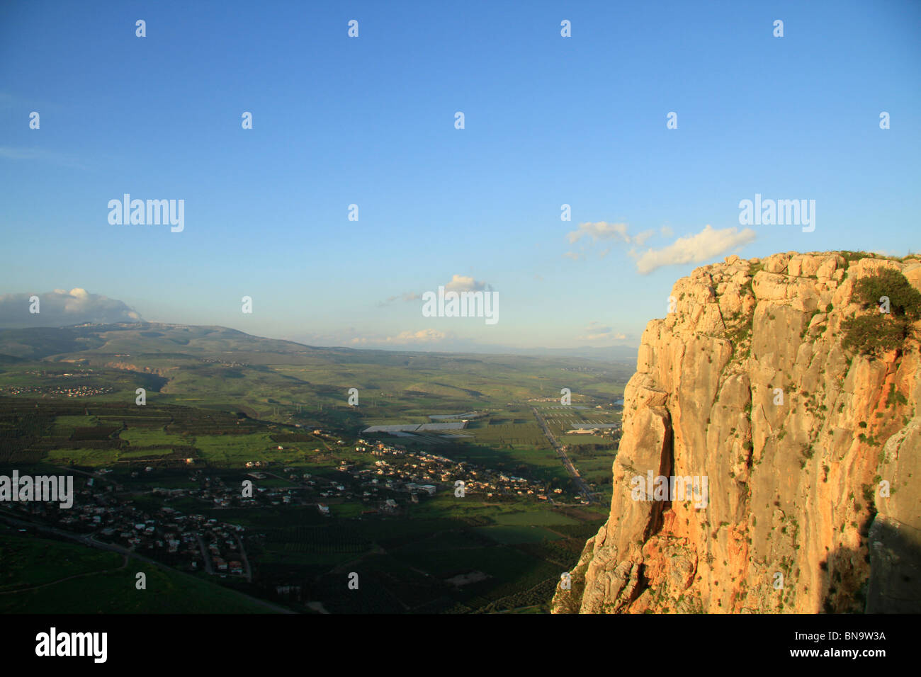 Israel, Lower Galilee, Arbel cliff overlooking Migdal and the Sea of ...