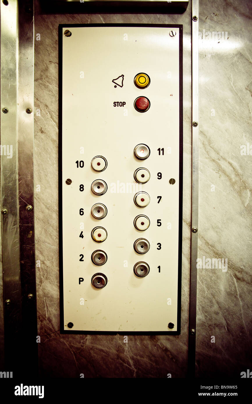 Old elevator buttons hi-res stock photography and images - Alamy