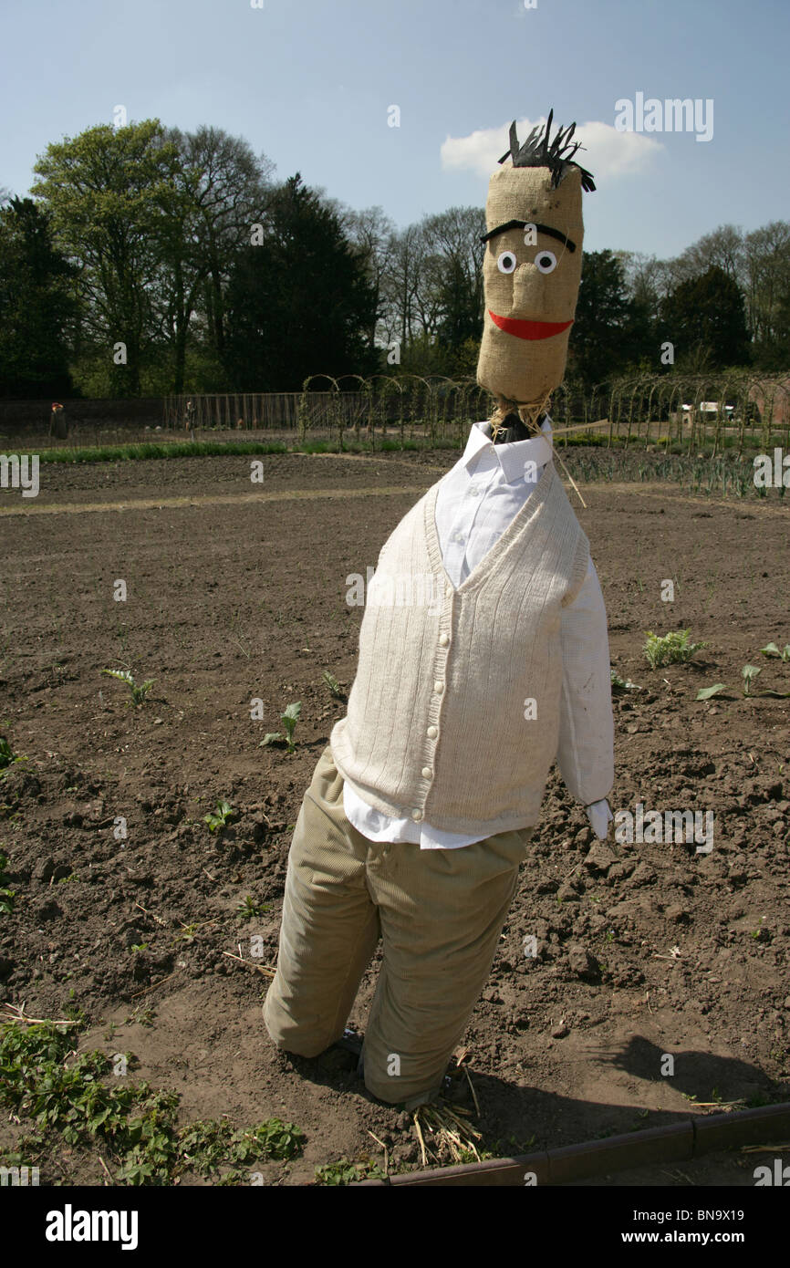 Estate of Tatton Park, England. Early spring view of a scarecrow in ...
