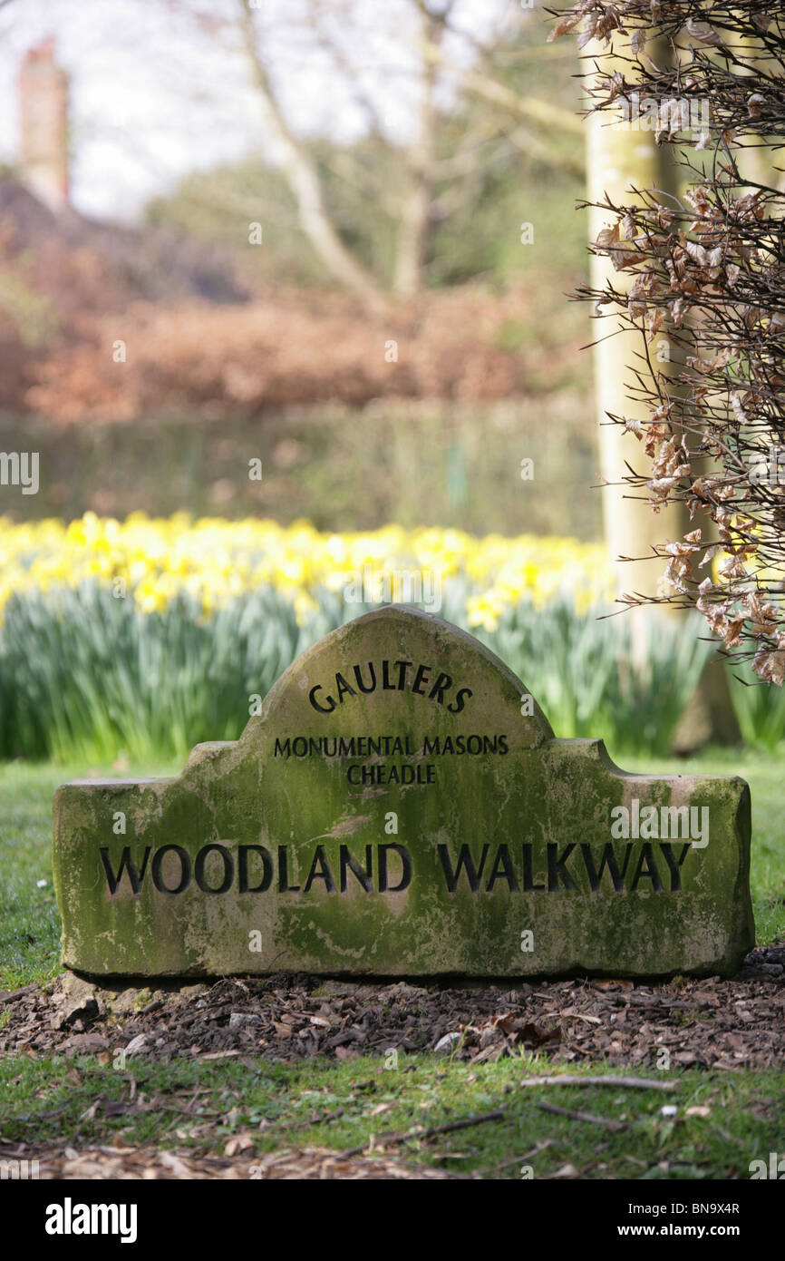 Walkden Gardens, Sale, England. Walkden Gardens woodland walkway sign ...